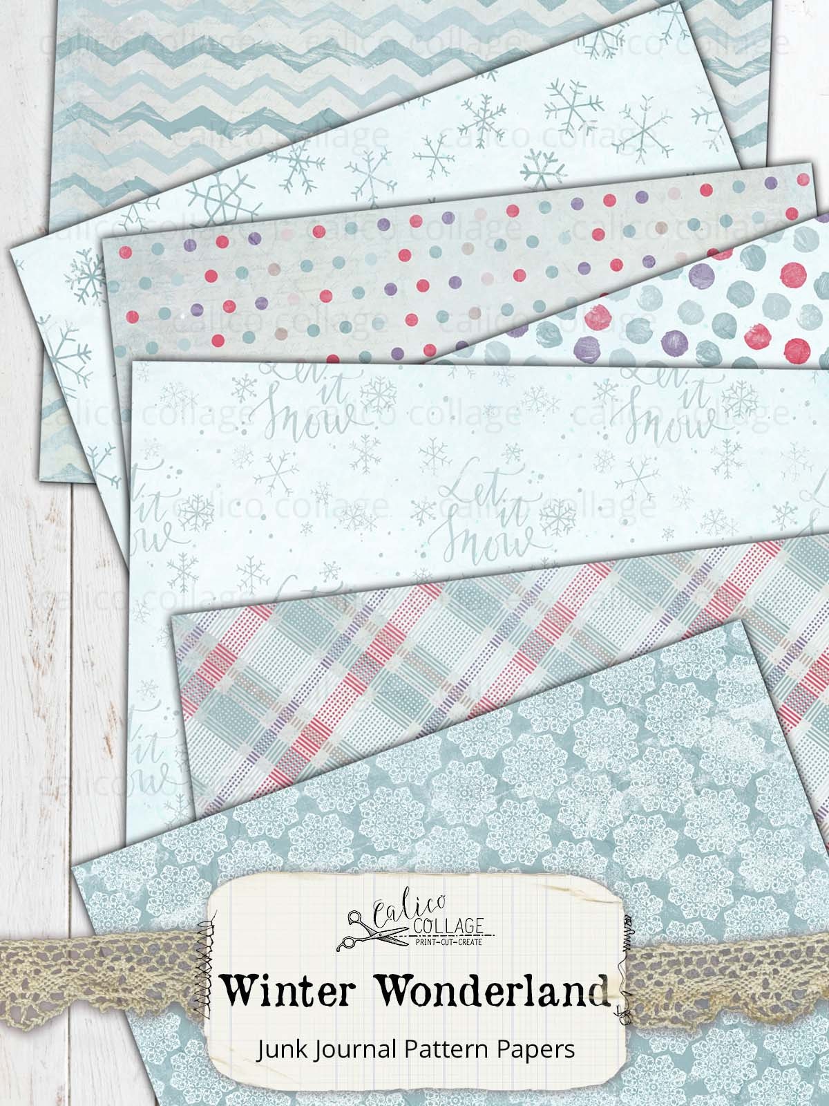 Winter Wonderland Digital Papers Junk Journal Printable - Etsy