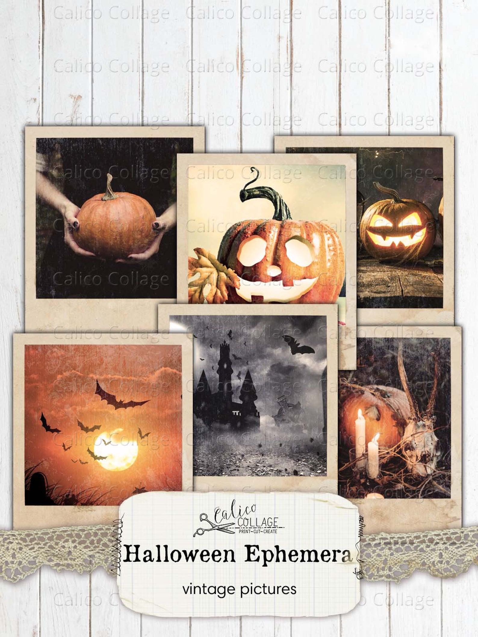 Halloween Ephemera Junk Journal Printable, Spooky Pictures Printable ...