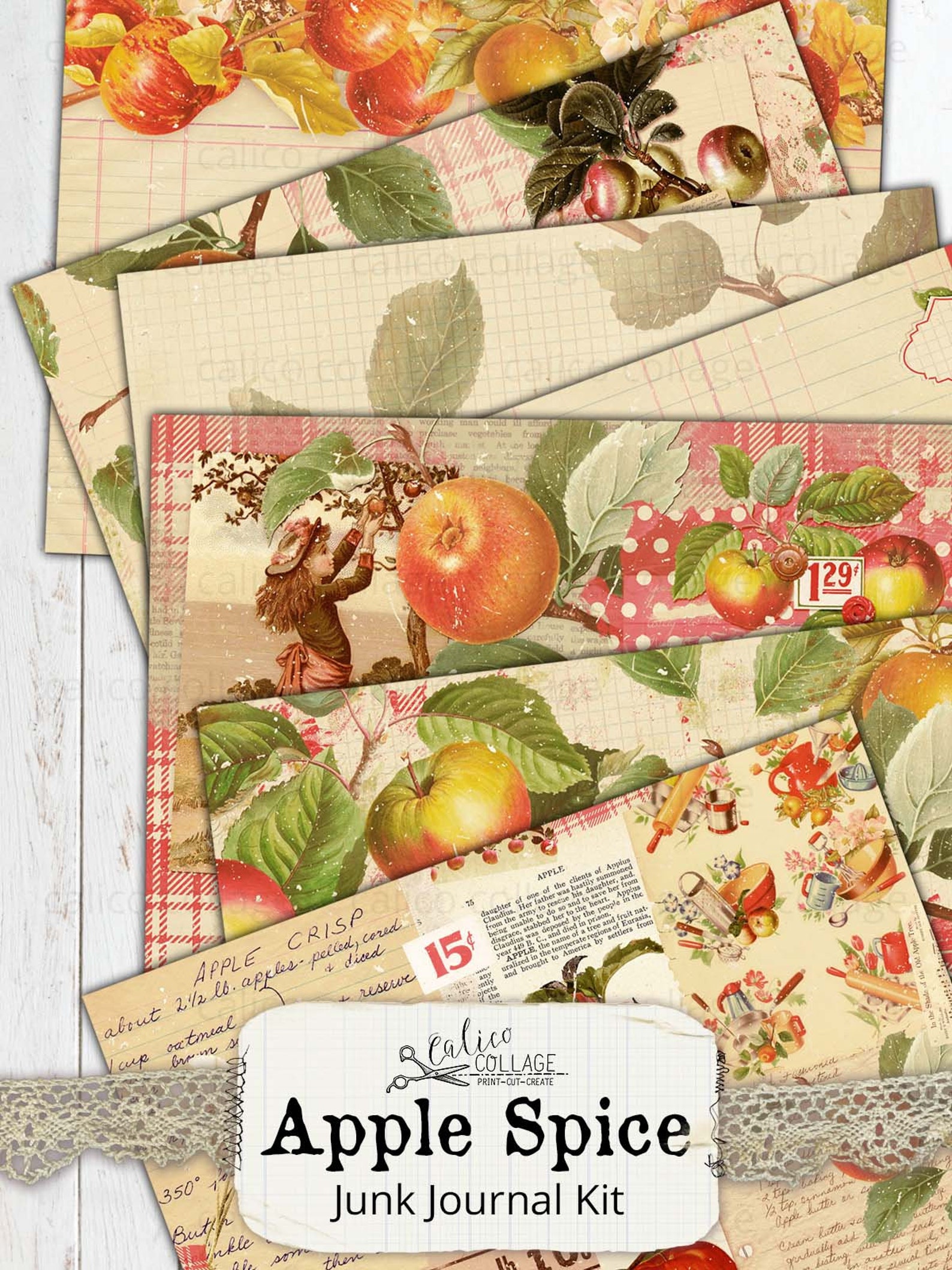 Apple Spice Autumn Junk Journal Kit, Printable Vintage Ephemera ...