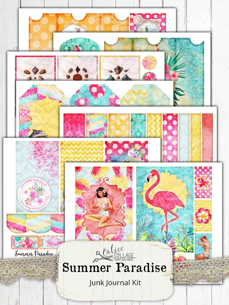 Printable Junk Journal Kit, Summer Ephemera Pack, Vintage Bullet ...