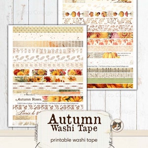 Printable Autumn Washi Tape, Fall Washi Strips, Fall Ephemera Junk Journal Printable, Printable ...