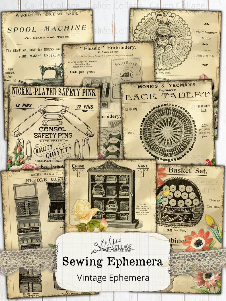 Sewing Ephemera Printable Journal Supplies Vintage Printable - Etsy