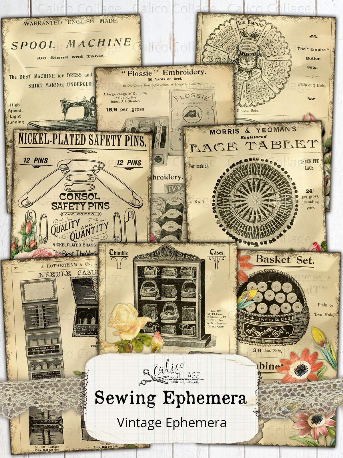 Sewing Ephemera Printable Journal Supplies, Vintage Printable, Junk ...