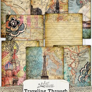 Printable Traveling Through Junk Journal Tag Ephemera - Etsy
