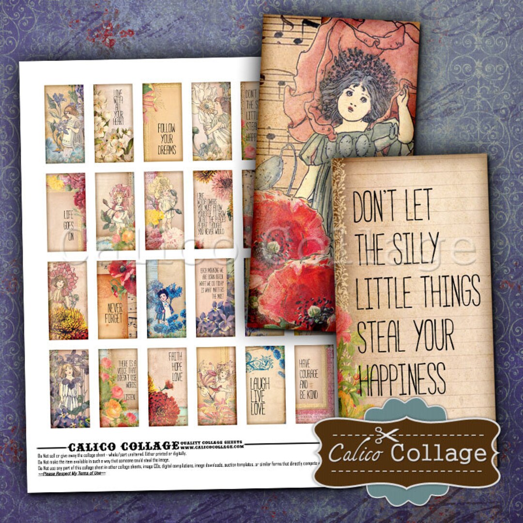 Pixies and Quotes, Domino Collage Sheet, Domino Printable, 1x2 Collage ...