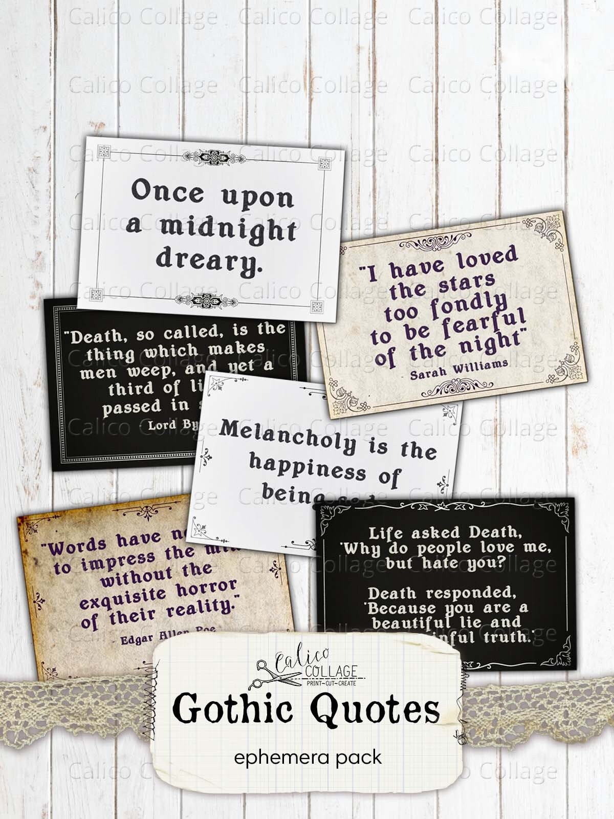 Gothic Quotes Junk Journal Printable Vintage Halloween Words - Etsy