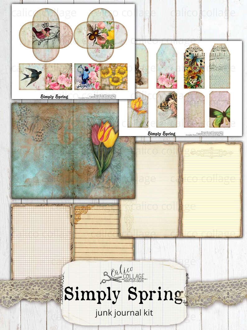 Spring Junk Journal Kit, Bullet Journal Supplies, Ephemera Pack ...