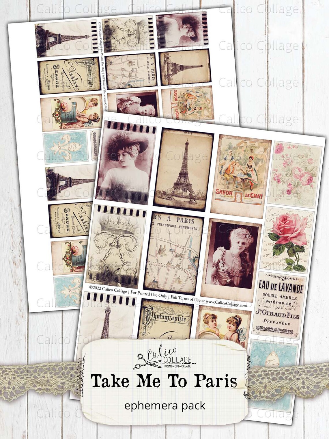 French Junk Journal Ephemera Pack Vintage Paris Small - Etsy