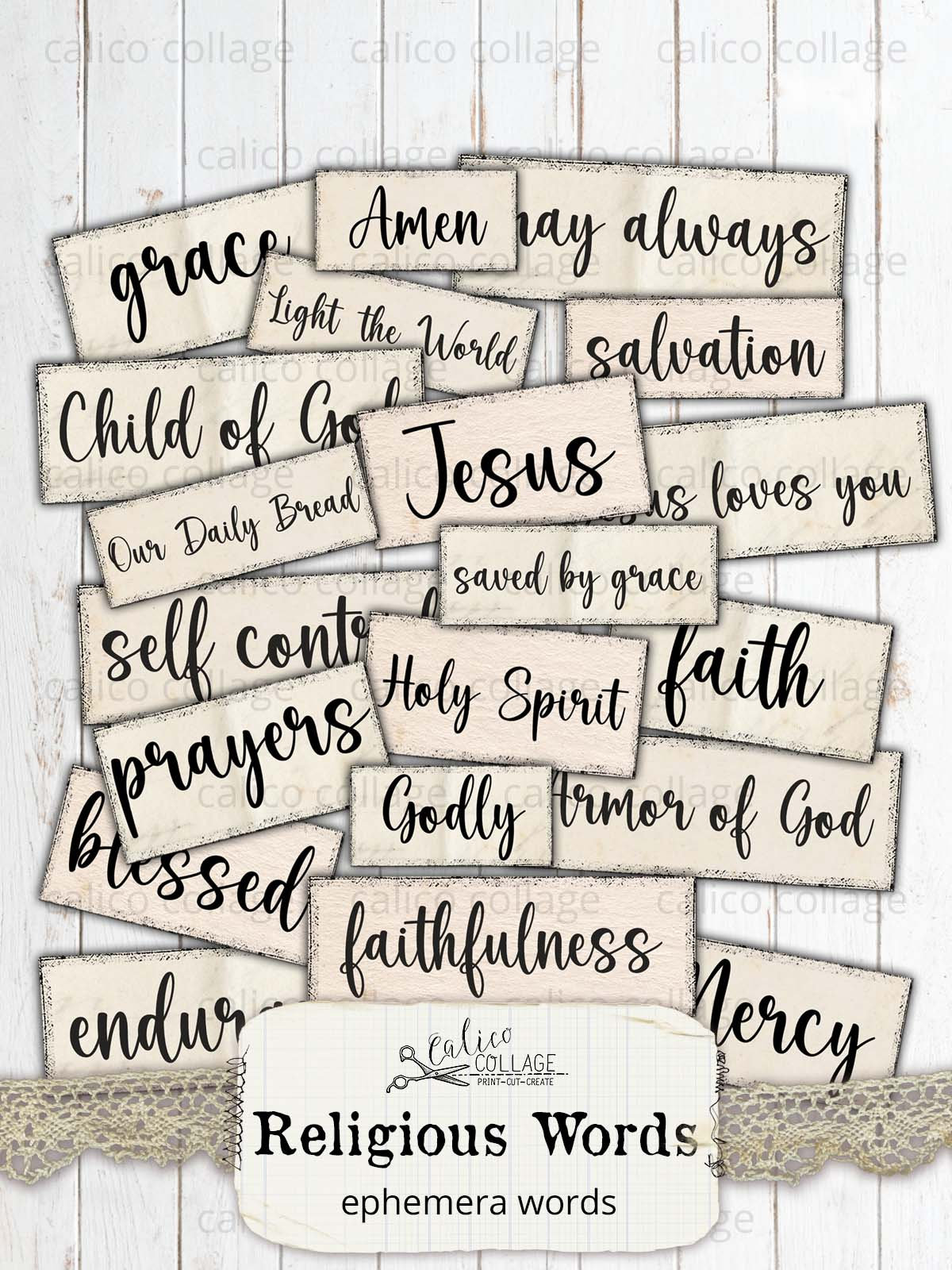 Religious Ephemera Words Printable Bible Journaling - Etsy