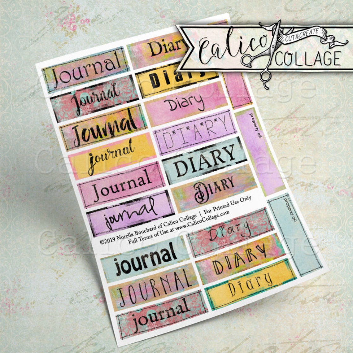 Printable Journal and Diary Words Collage Sheet for Junk | Etsy