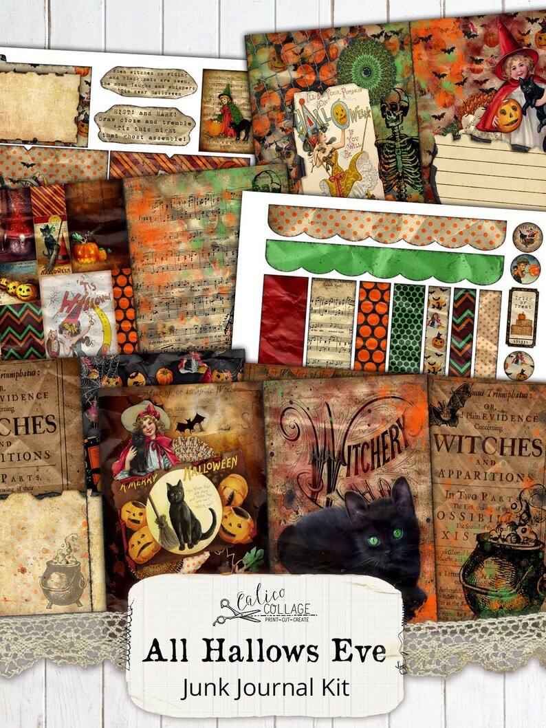 Printable Halloween Junk Journal Kit Ephemera Pack All - Etsy