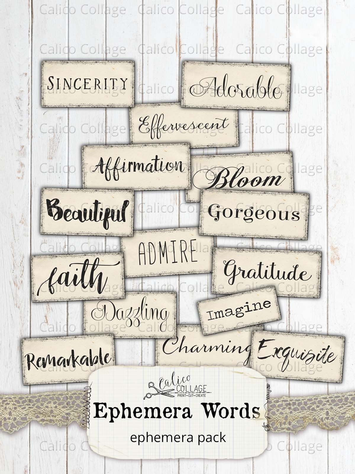 Printable Ephemera Words Junk Journal Supplies Scrapbook - Etsy