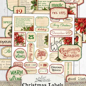 Fussy Cut Christmas Ephemera Labels, Printable Vintage Ephemera, Junk ...