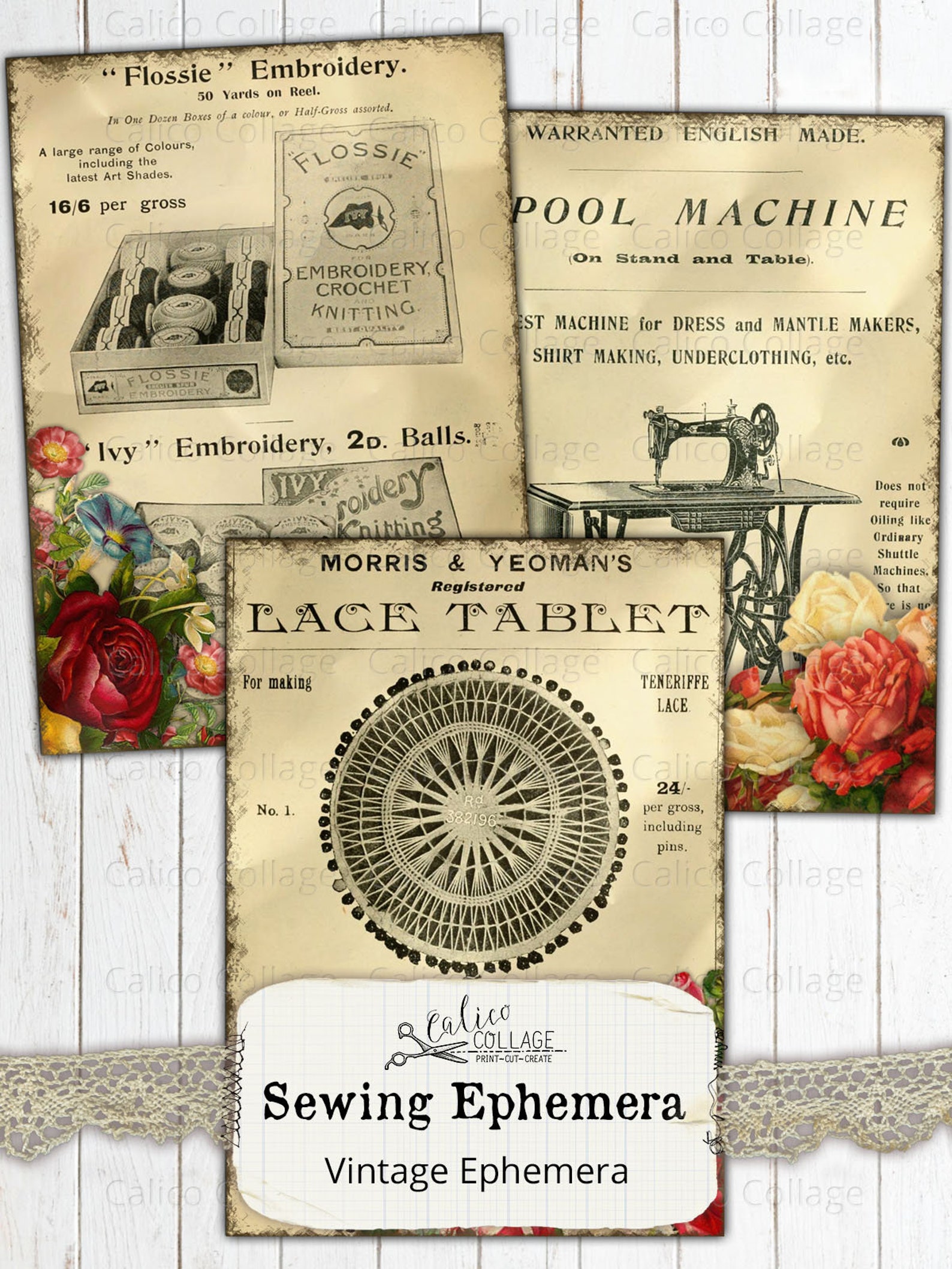 Sewing Ephemera Printable Journal Supplies, Vintage Printable, Junk ...