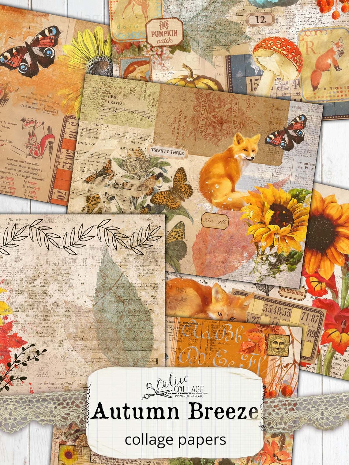 Autumn Collage Paper Junk Journal Digital Paper Kit - Etsy