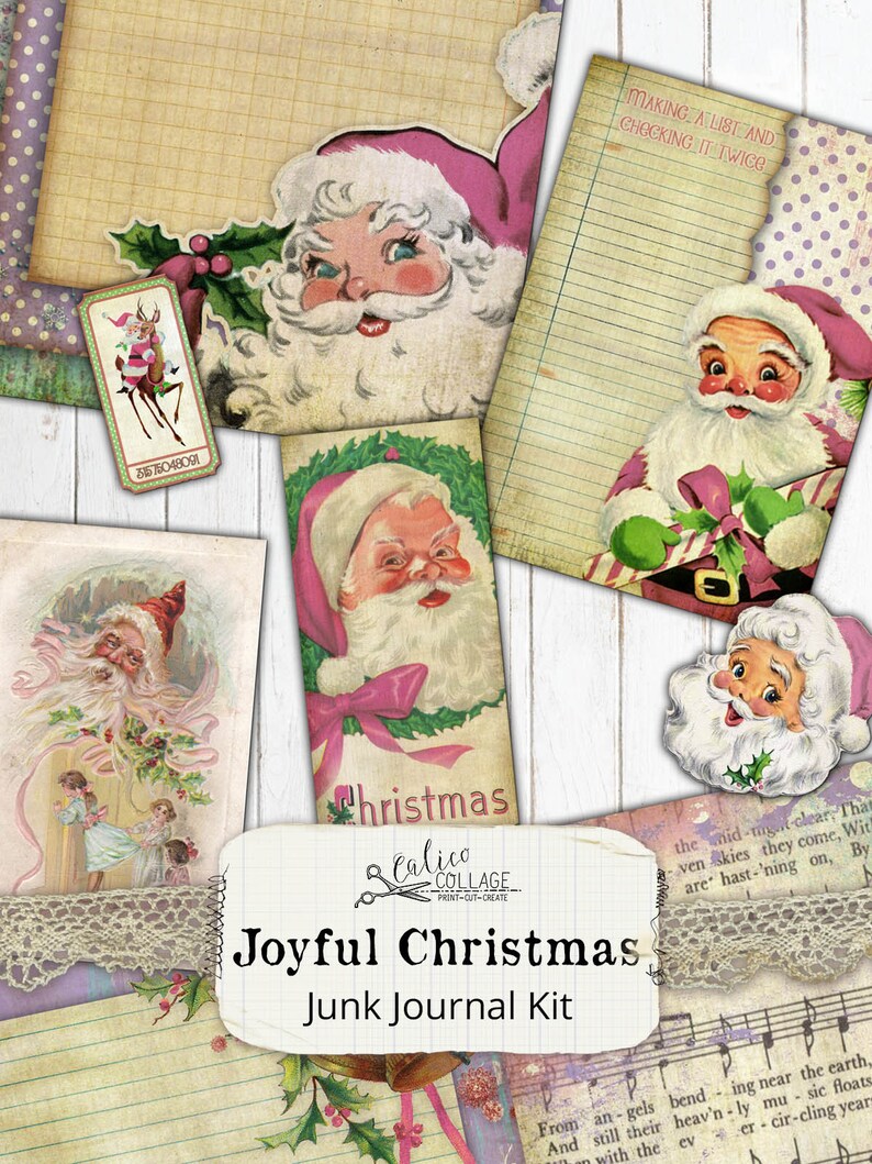 Christmas Junk Journal Kit Ephemera Pack Printable Joyful | Etsy