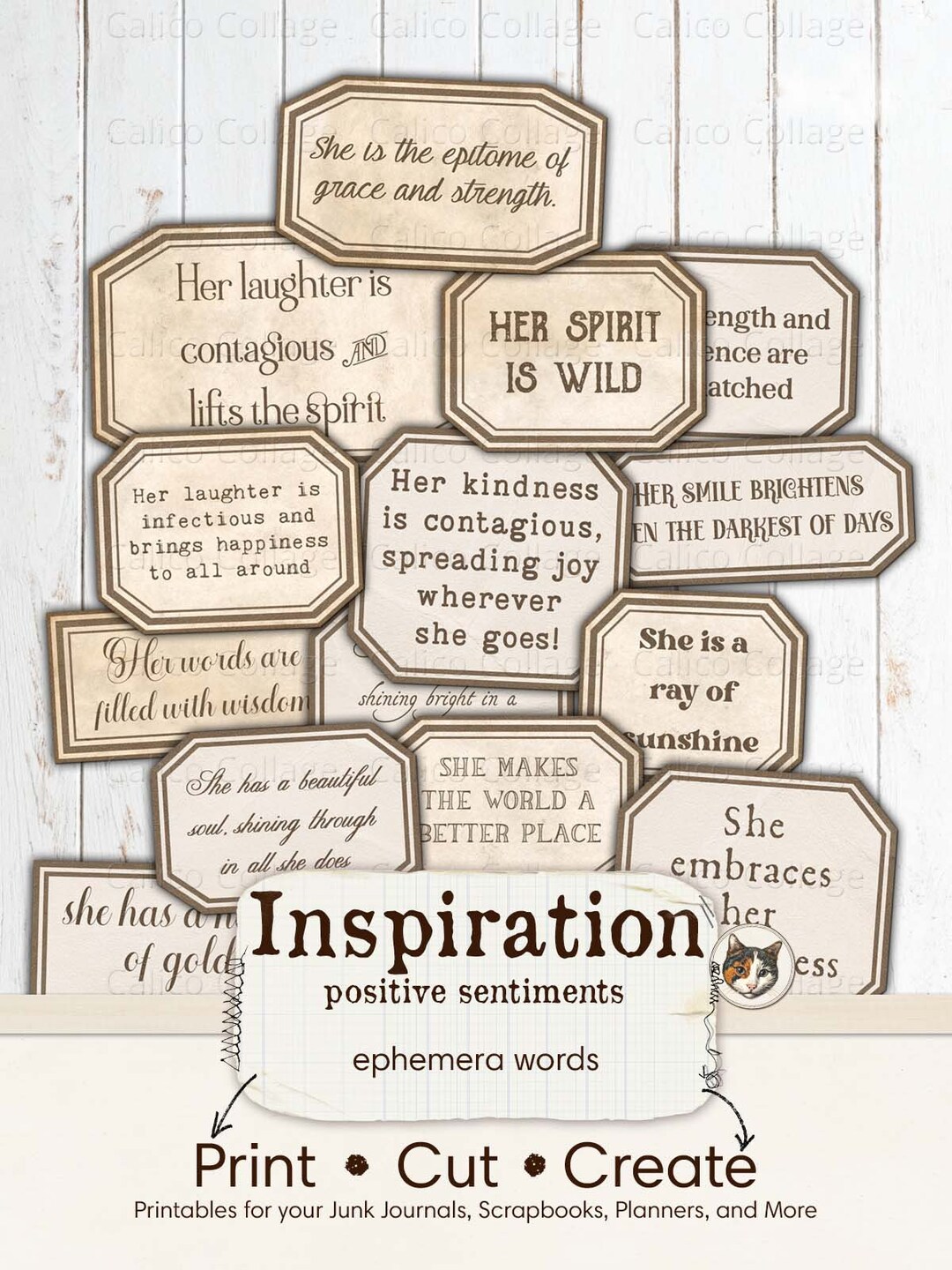 Inspirational Sentiments for Junk Journals, Printable Ephemera Words ...