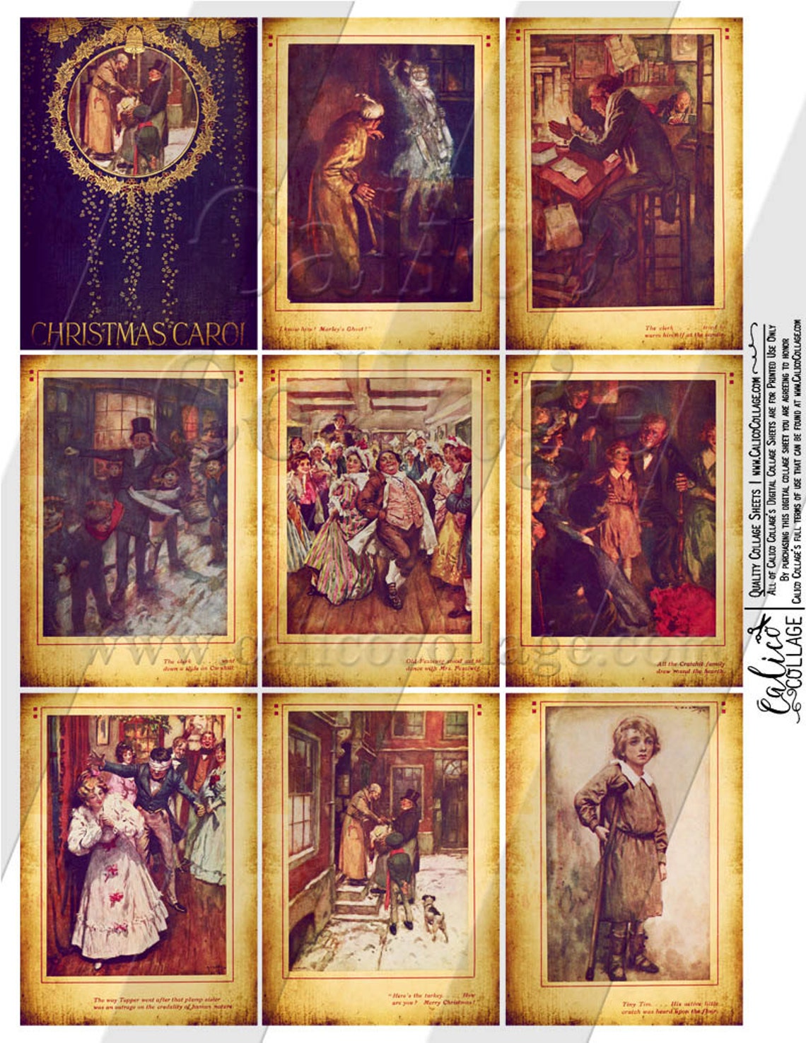 A Christmas Carol, Collage Sheet, Scrooge Ephemera, Christmas Collage ...