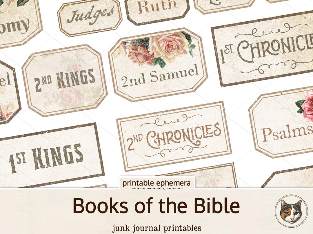 Printable Books of the Bible Labels, Junk Journal Supplies, Faith ...