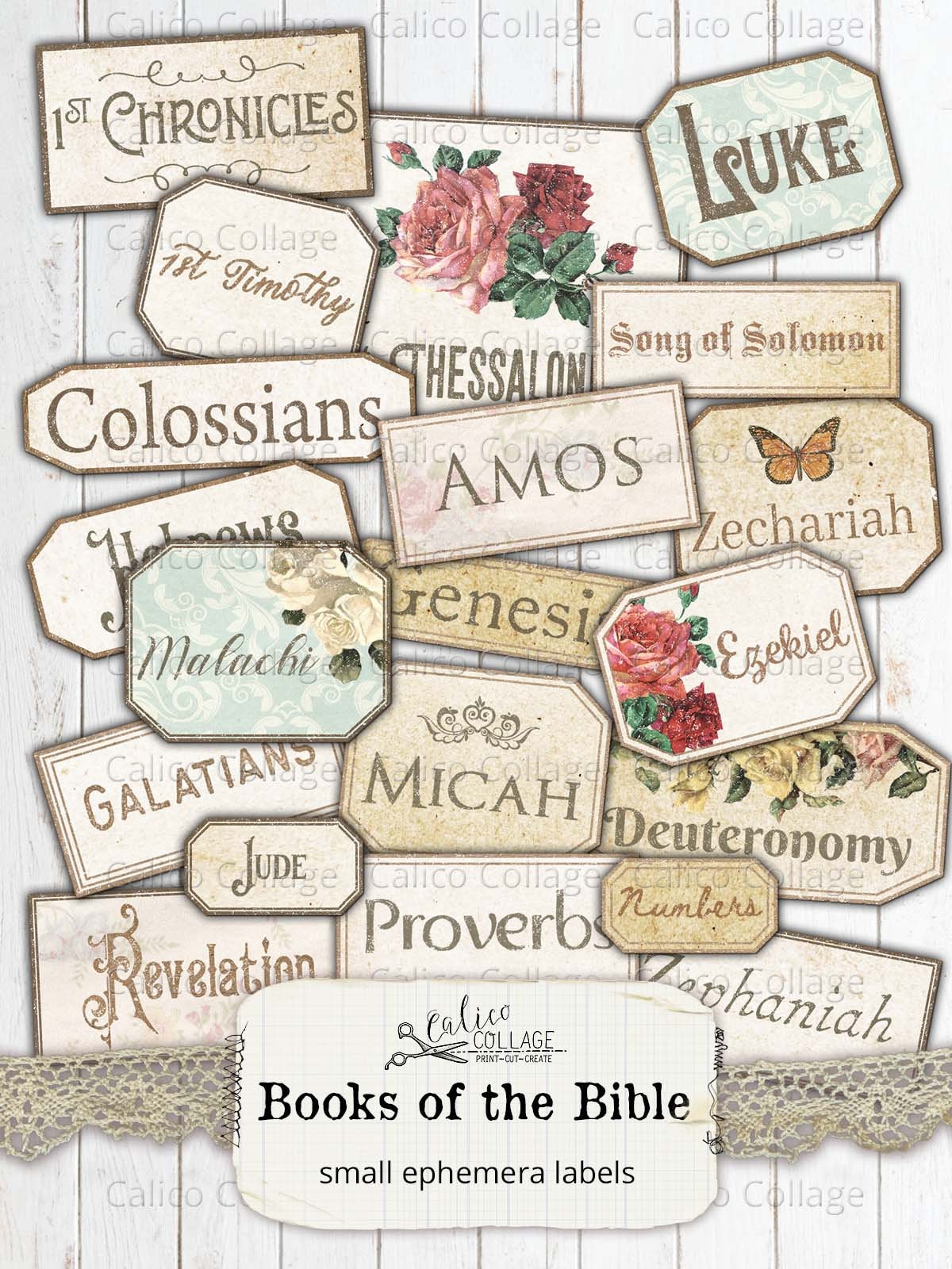 Printable Books of the Bible Labels Junk Journal Supplies | Etsy
