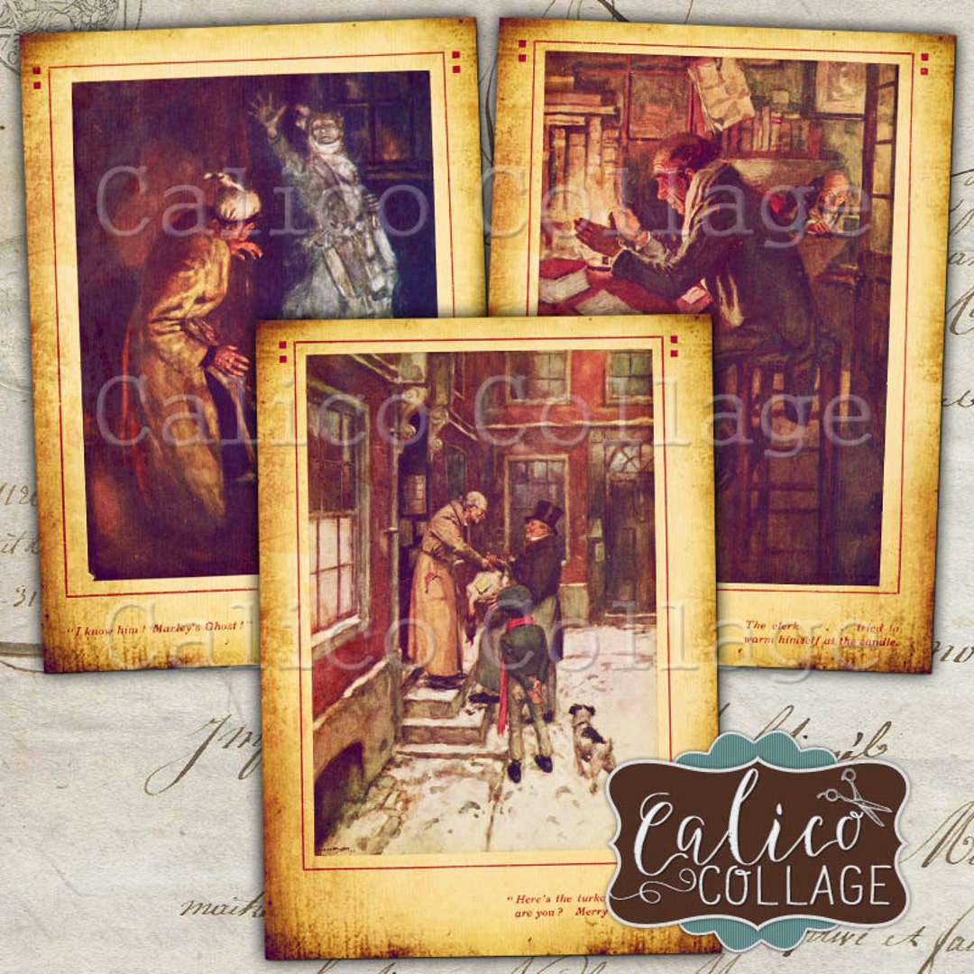 A Christmas Carol, Collage Sheet, Scrooge Ephemera, Christmas Collage ...
