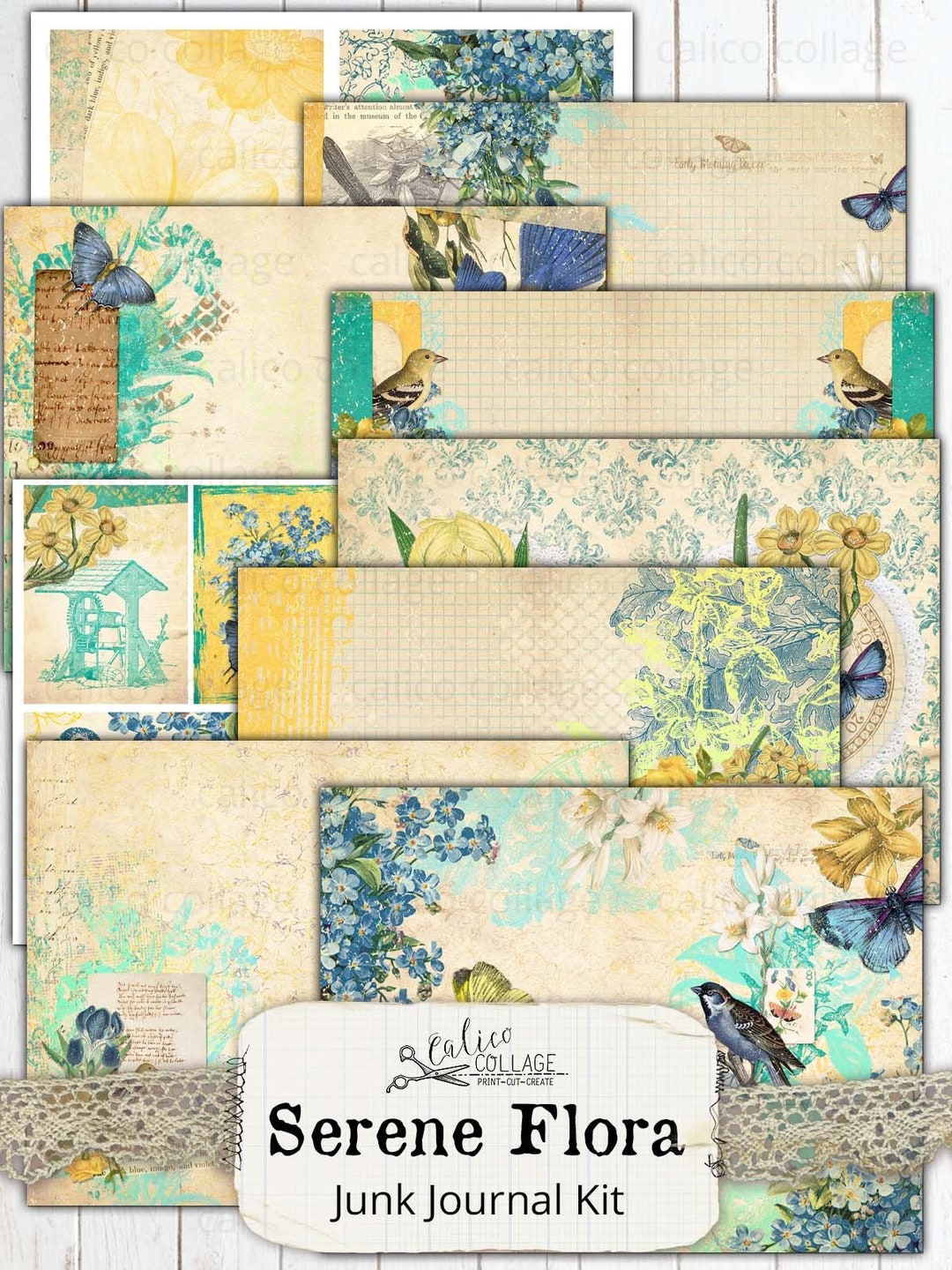 Printable Junk Journal Kit, Floral Botanical Junk Journal Ephemera Pack ...