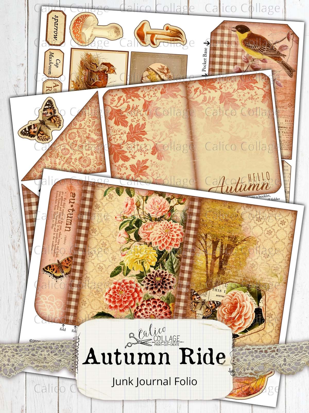 Autumn Junk Journal Folio Junk Journal Kit Autumn Ride Fall - Etsy
