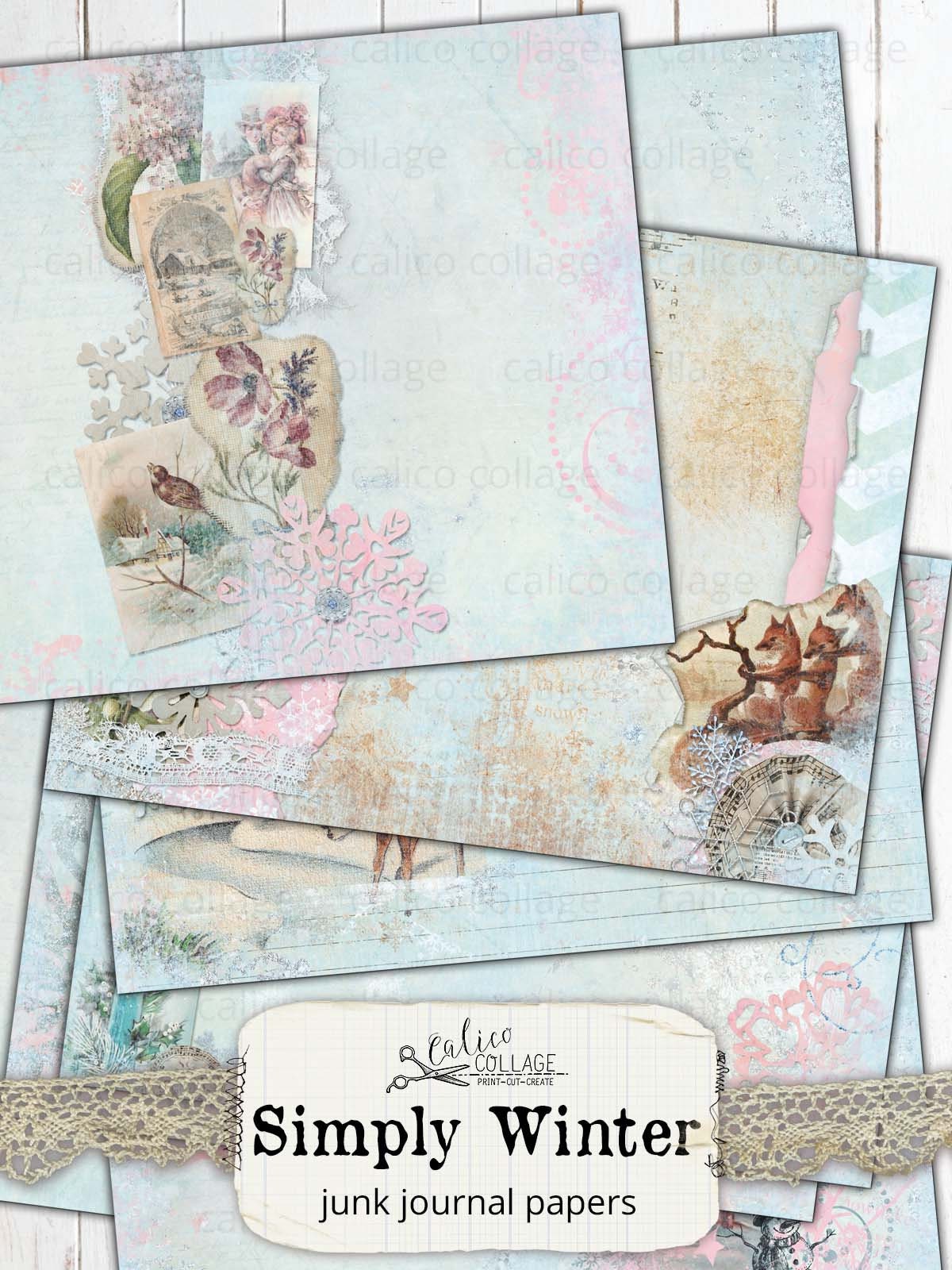 Winter Junk Journal Papers Printable Digital Papers Bullet - Etsy