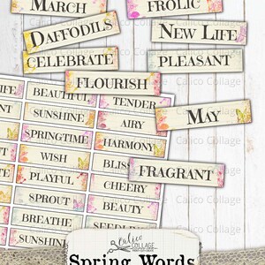 Printable Spring Ephemera Words, Junk Journal Supplies, Digital Paper ...