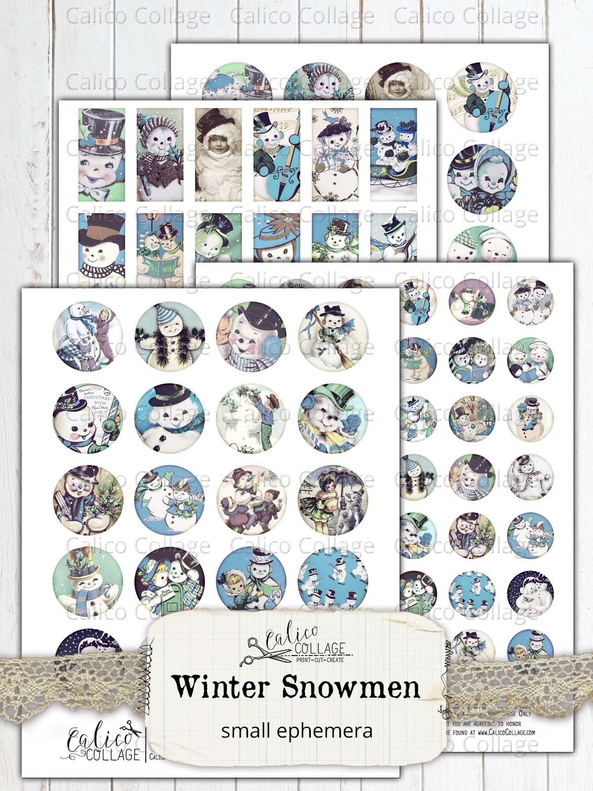 Printable Winter Snowman Ephemera Pack Fussy Cut Junk Journal - Etsy