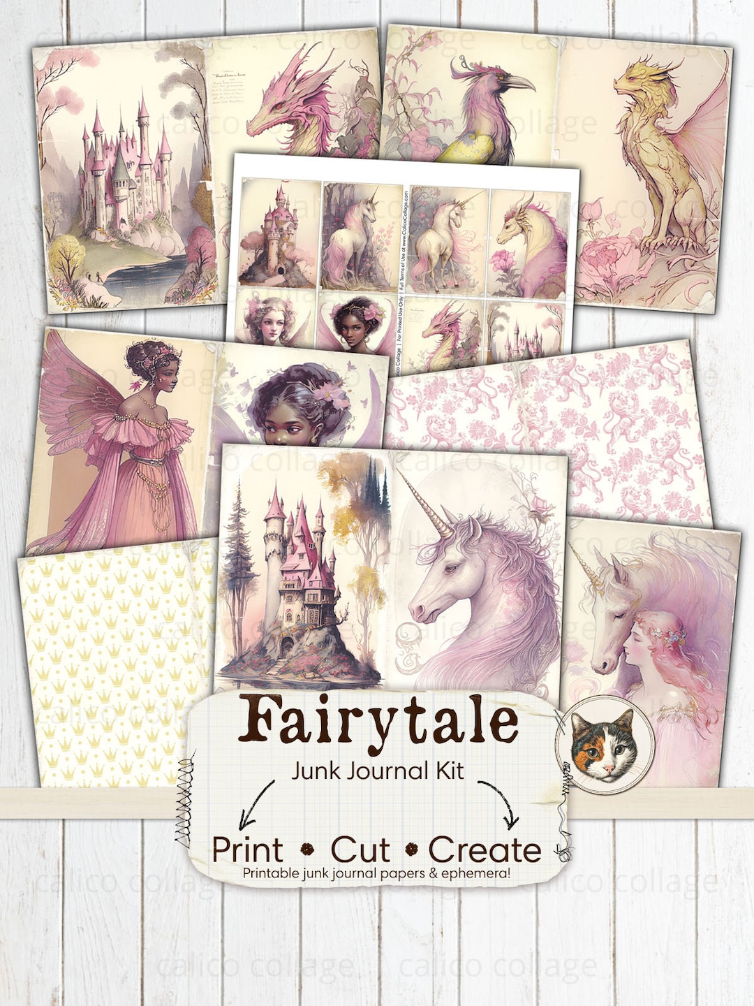 Enchanting Fairytale Junk Journal Kit, Vintage Printable Ephemera Pack ...