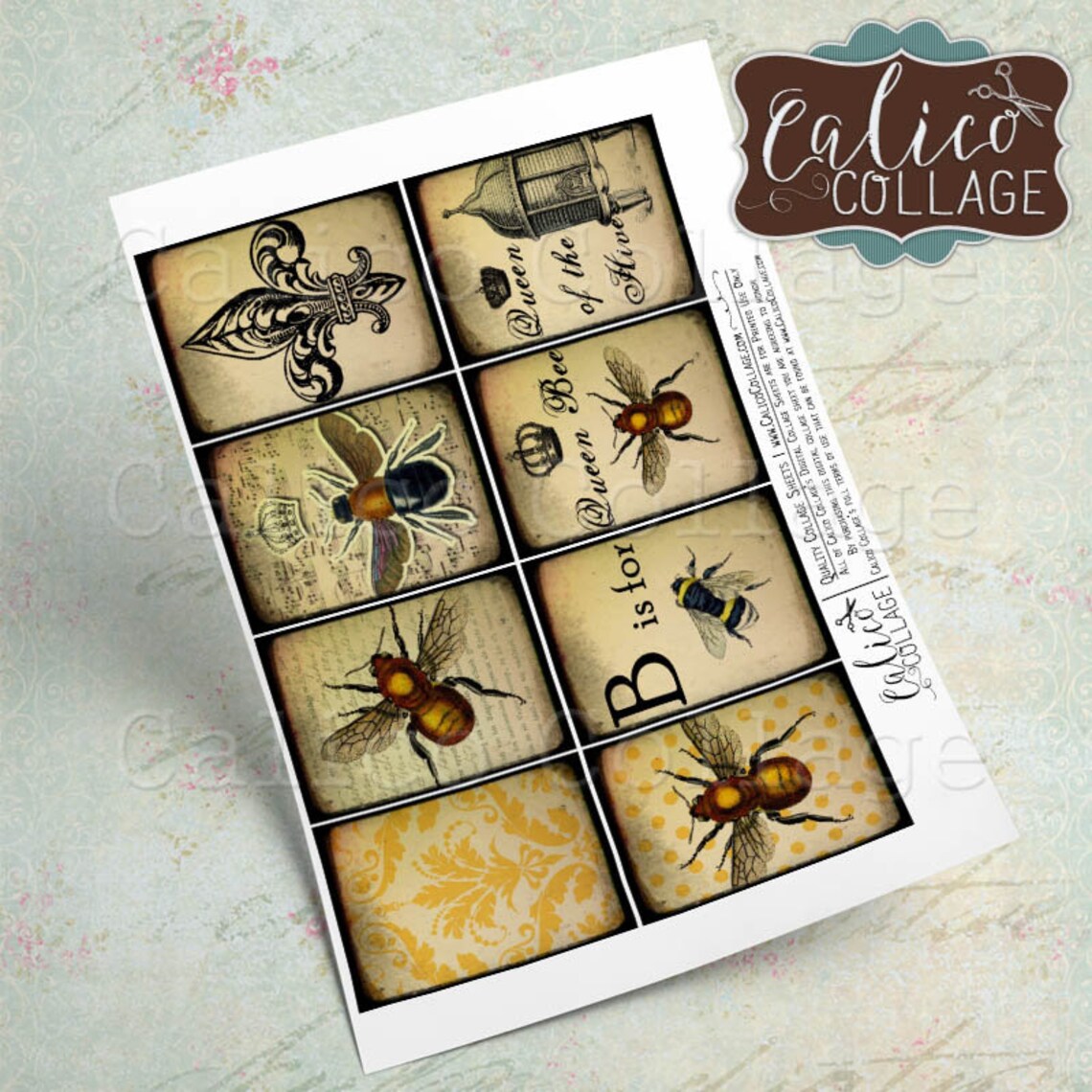 Queen Bee, Printable, Journaling Cards, Bee Ephemera, Vintage Bee ...