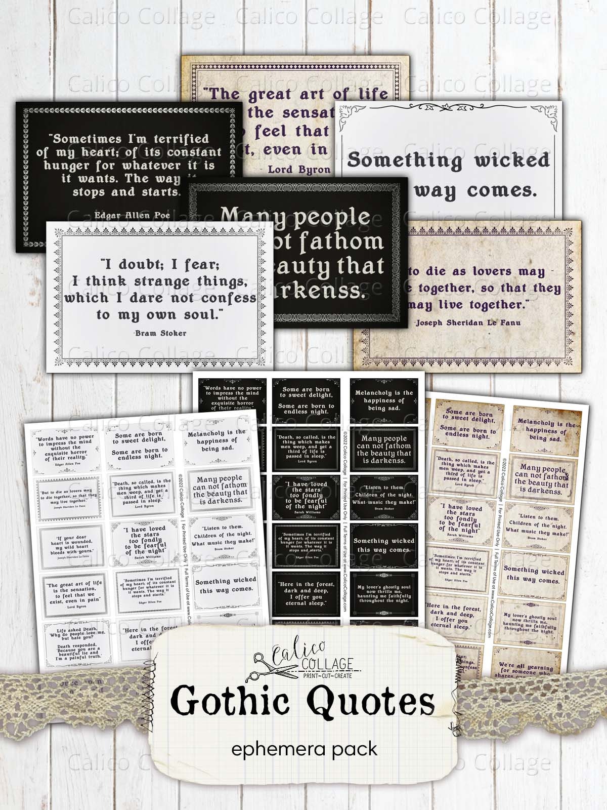 Gothic Quotes Junk Journal Printable Vintage Halloween Words - Etsy