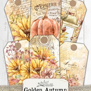 Autumn Junk Journal Tags, Printable Digital Paper Prints, Vintage Fall ...