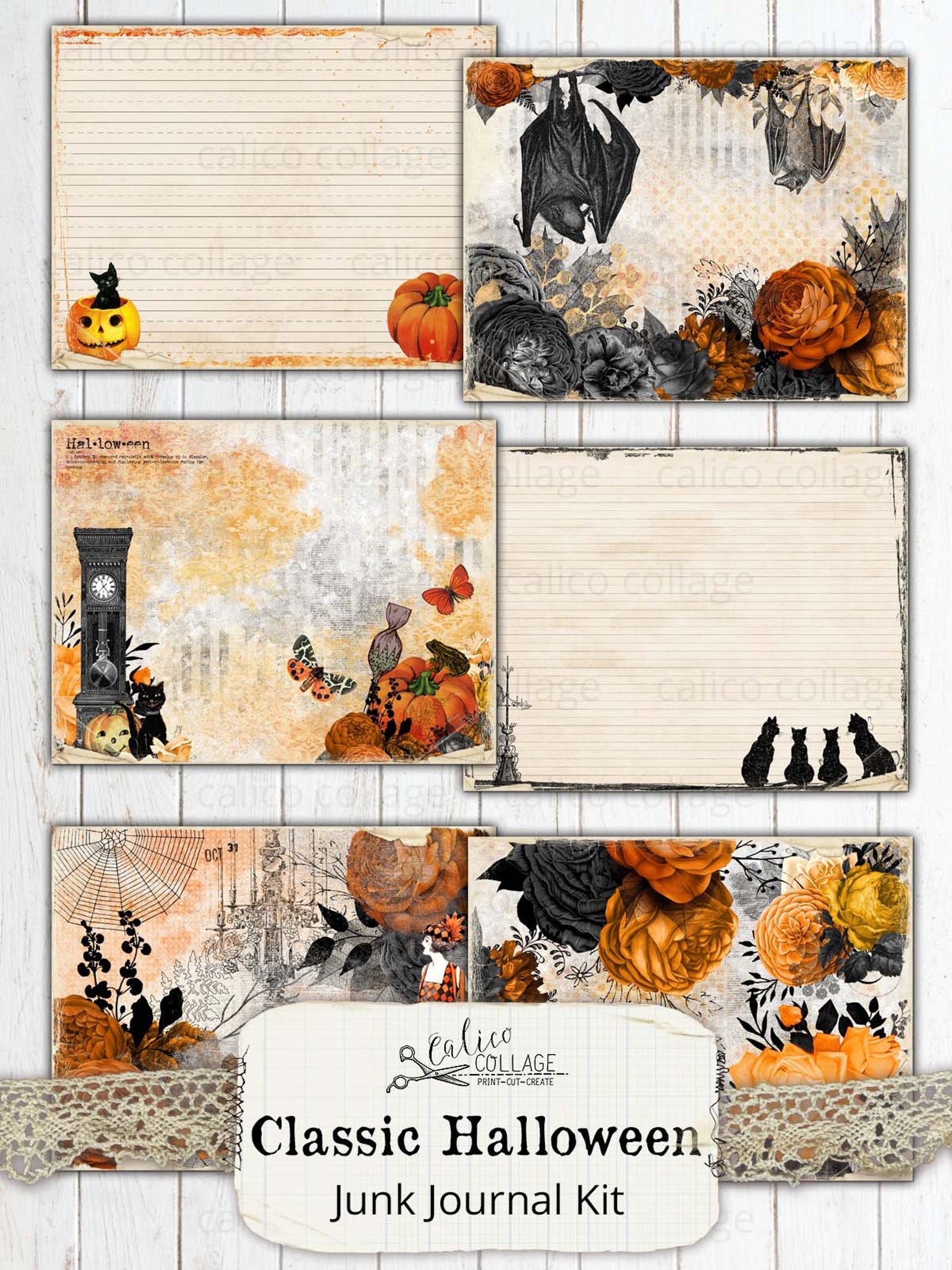 Junk Journal Digital Halloween Junk Journal Kit, Ephemera Pack, Gothic ...