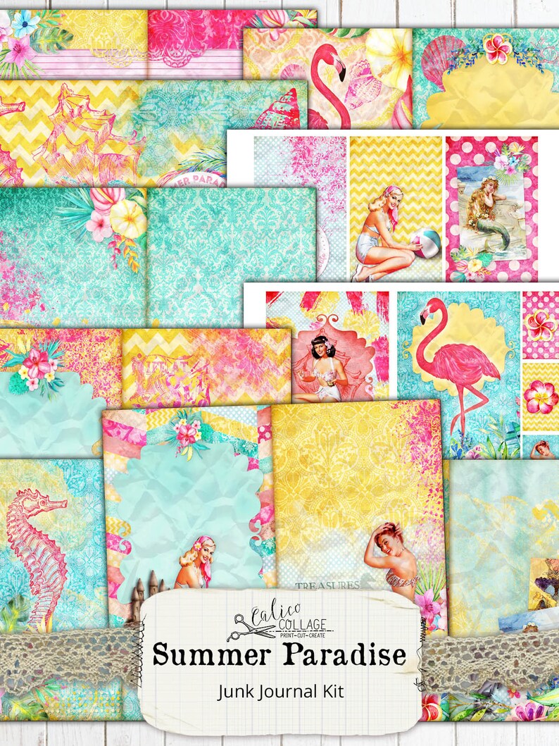 Printable Junk Journal Kit, Summer Ephemera Pack, Vintage Bullet ...