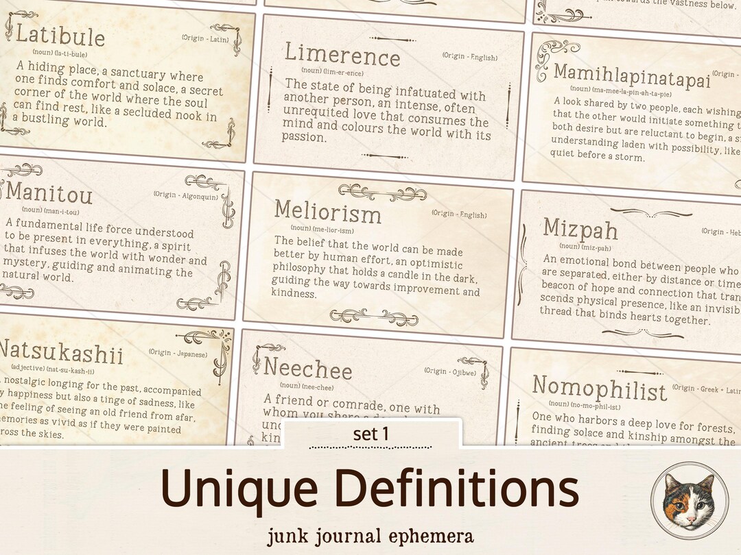 Unique Vintage Definitions Junk Journal Printable, Vintage Dictionary ...