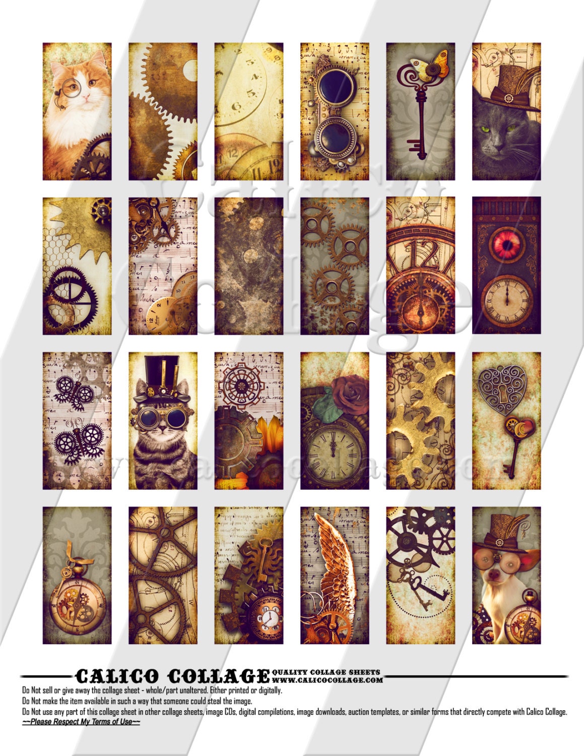 Steampunk Collage Sheet 1x2 Domino Images Printable | Etsy