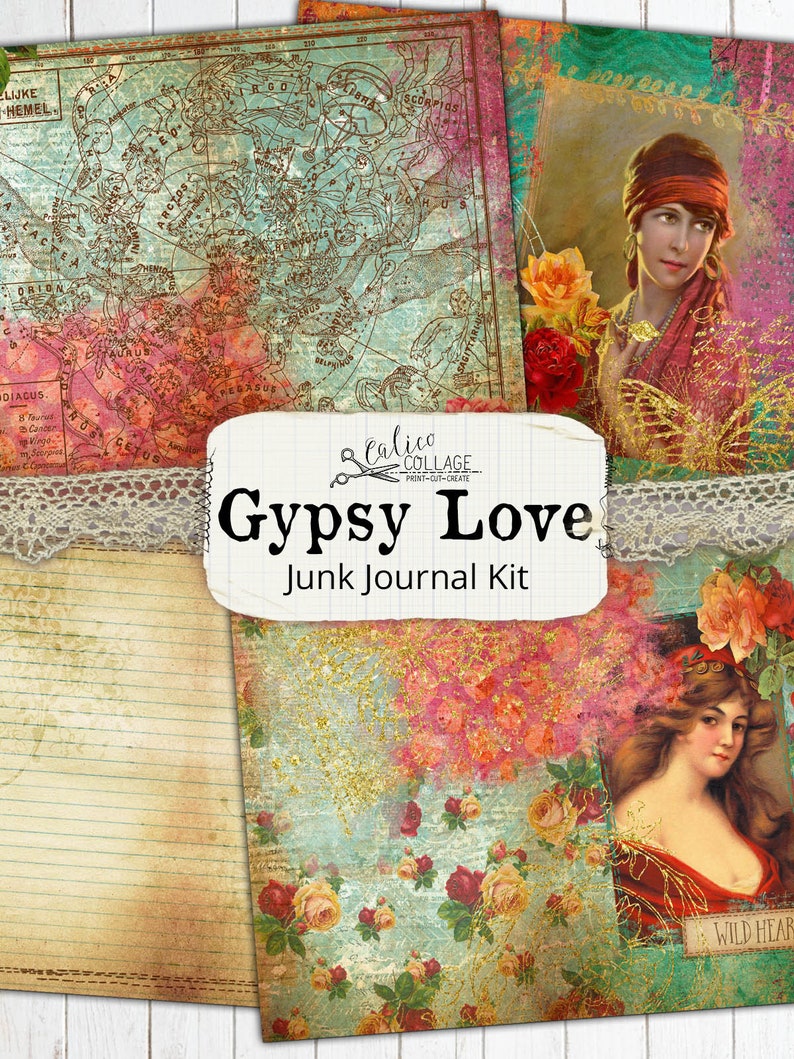 Junk Journal Kit Gypsy Love, Printable Boho Journal Ephemera Pack - Etsy