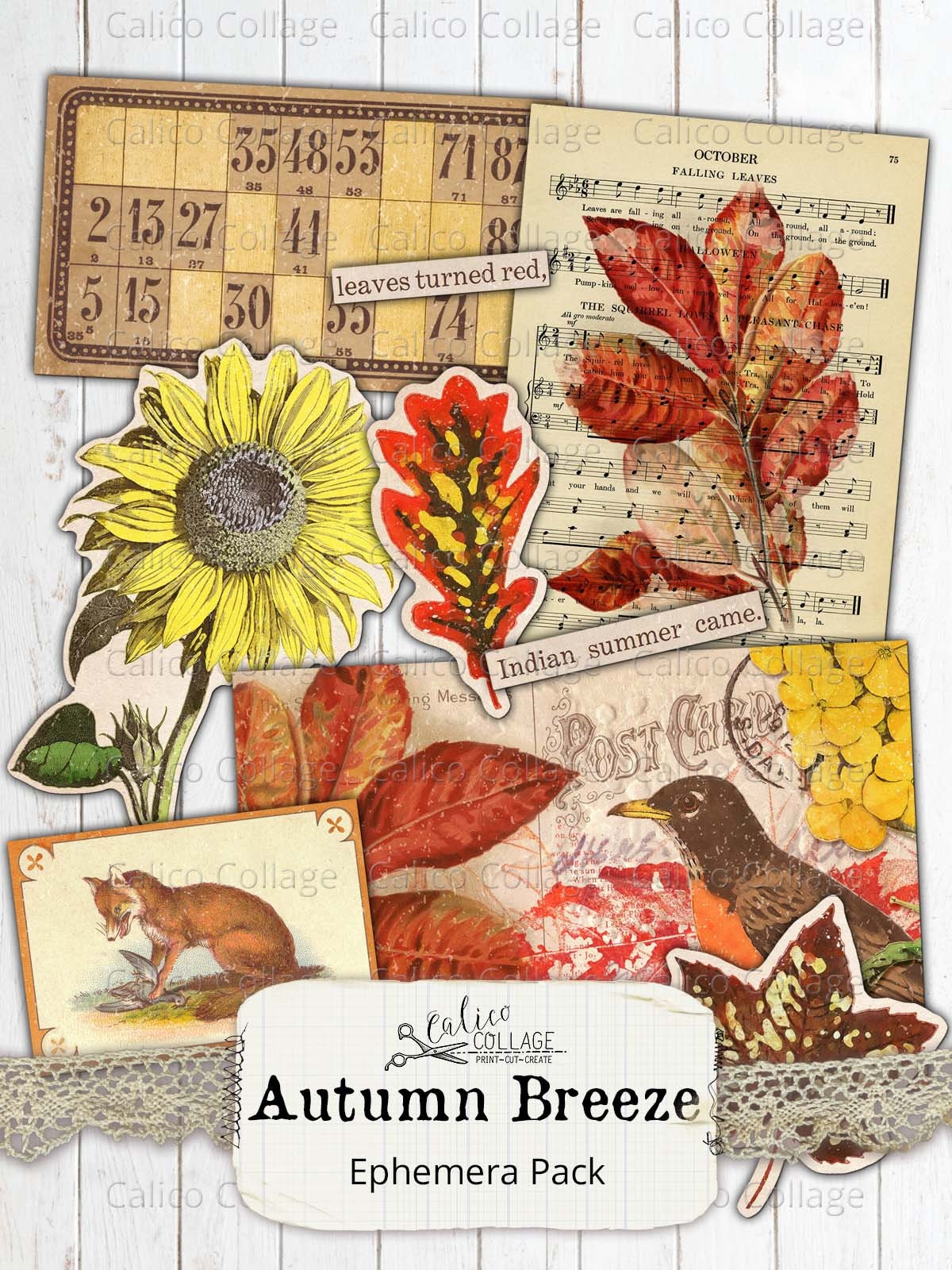 Printable Autumn Ephemera Pack, Junk Journal Kit Vintage Fall ...