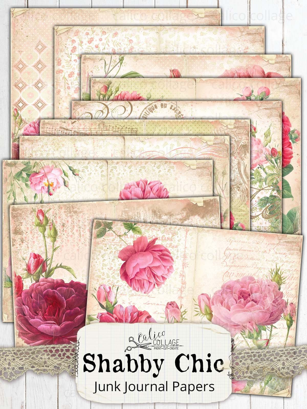 Paper Paper & Party Supplies Vintage Shabby chic junk journal printable ...