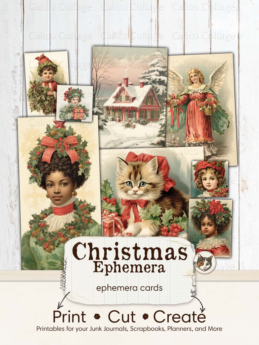 Christmas Junk Journal Printable Ephemera, Christmas Ephemera Pack ...