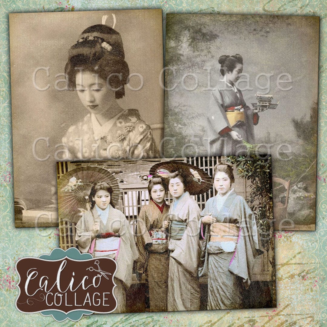 Printable, Hang Tags, Oriental People, Journal Tags, Digital, Collage ...