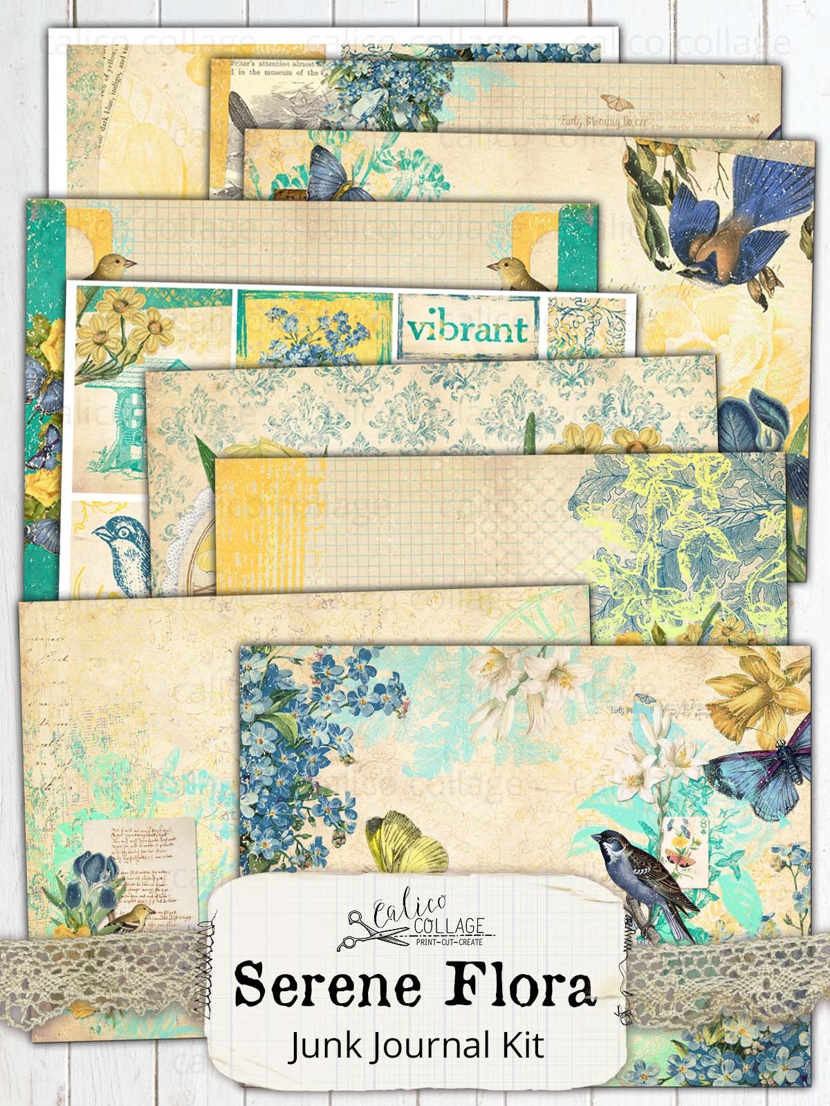 Printable Junk Journal Kit, Floral Botanical Junk Journal Ephemera Pack ...