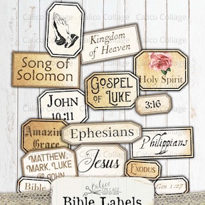 Faith Junk Journal Bible Labels, Vintage Ephemera Journaling Supplies ...