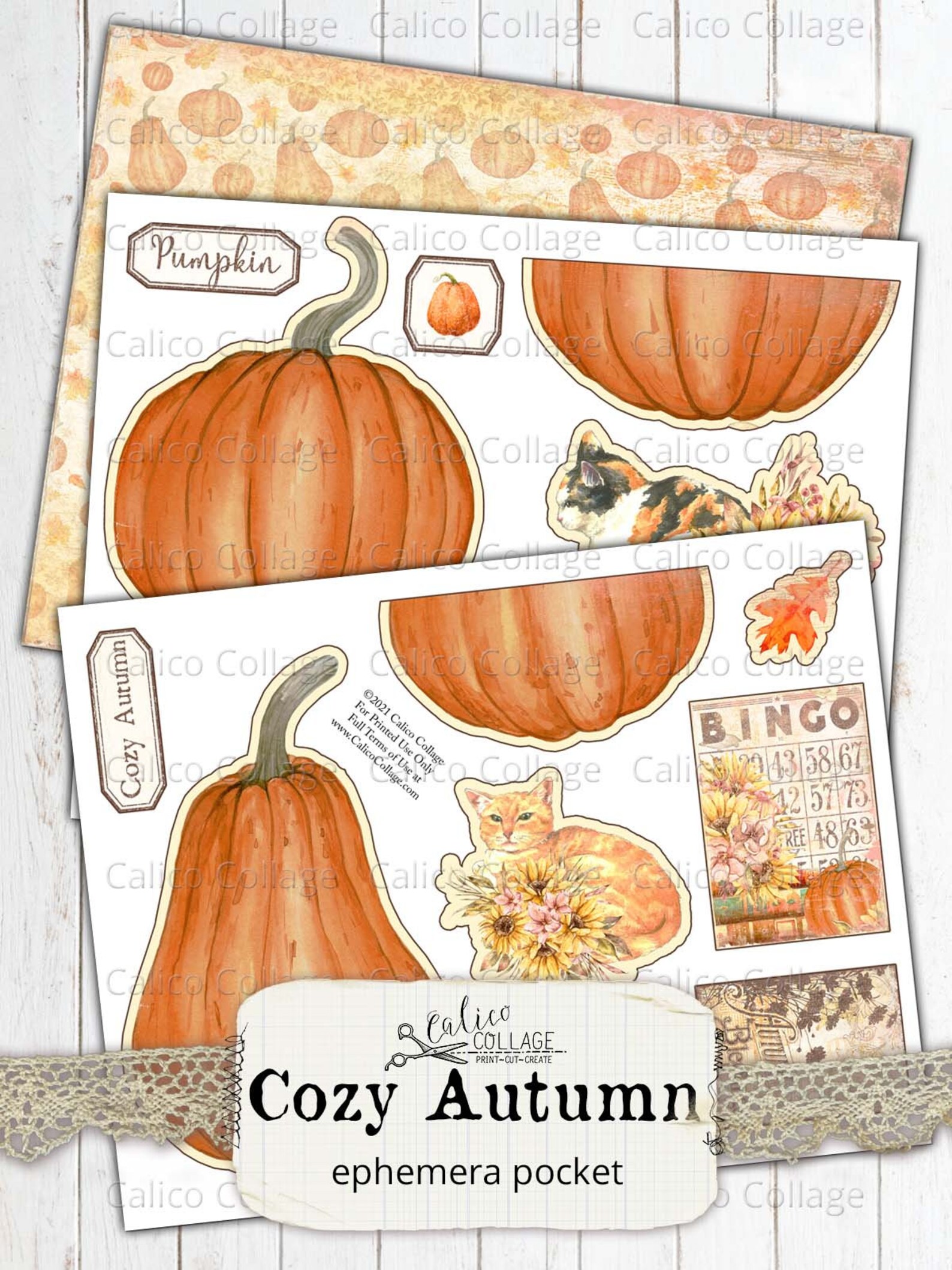 Printable Autumn Pumpkin Pockets Junk Journal Supplies - Etsy