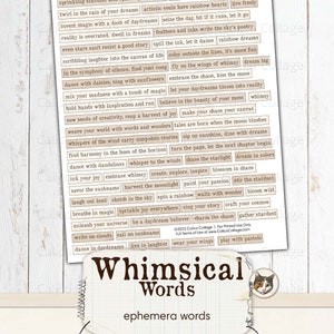 Whimsical Ephemera Words for Junk Journals, Unique Words Junk Journal ...