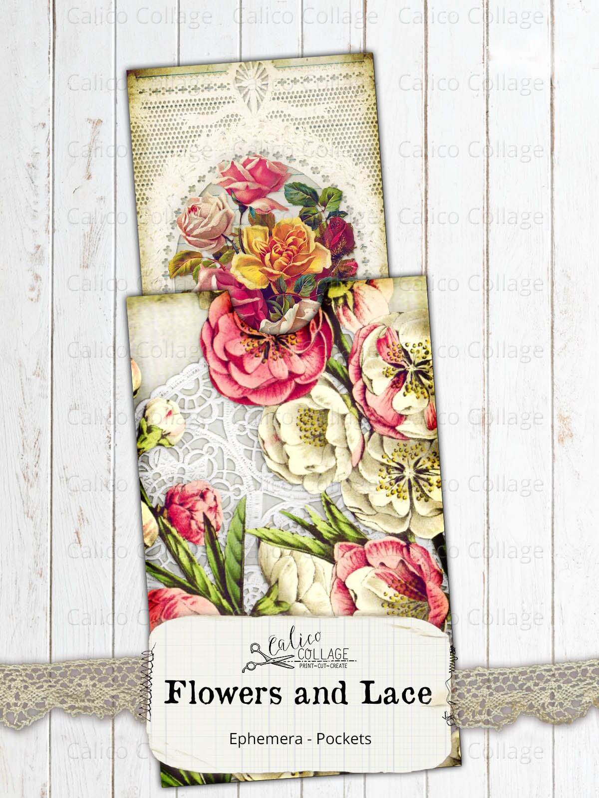 Flowers and Lace Printable Junk Journal Pockets Vintage Junk - Etsy Canada