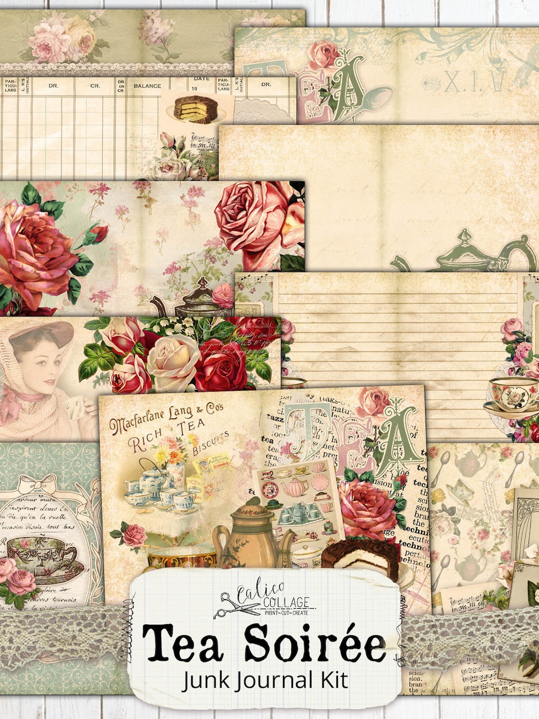 Tea Junk Journal Kit Ephemera Pack Tea Soiree, Tea Ephemera - Etsy