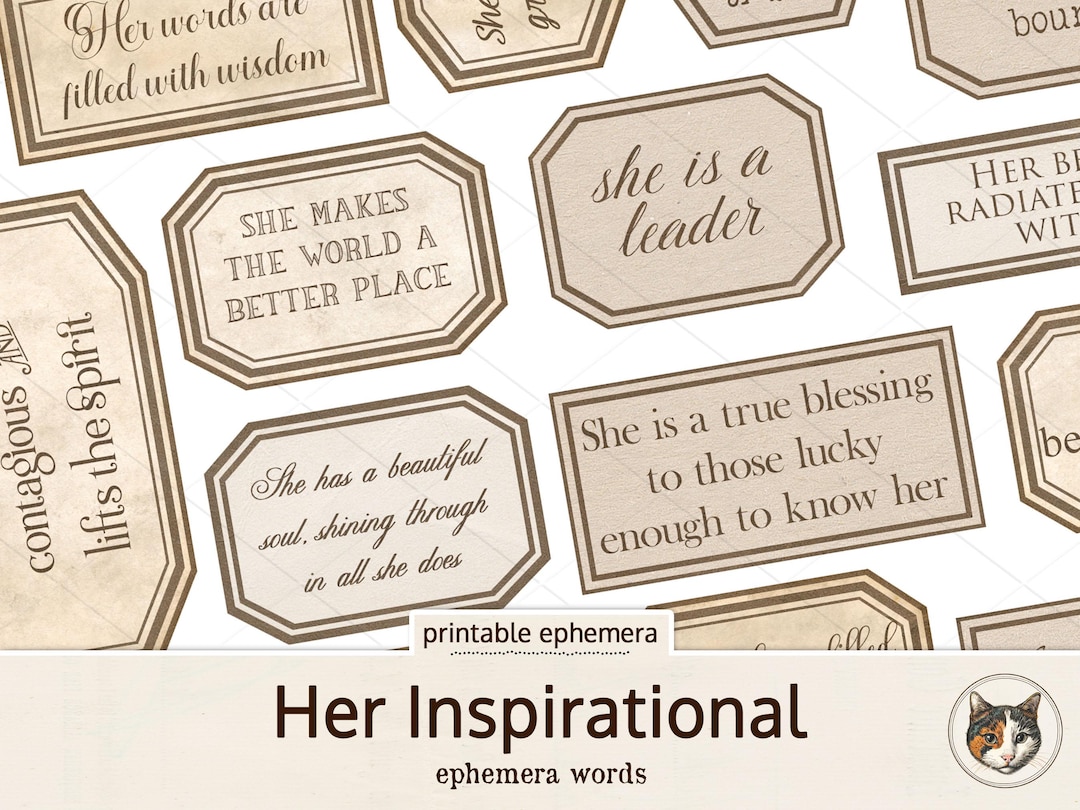 Inspirational Sentiments for Junk Journals, Printable Ephemera Words ...